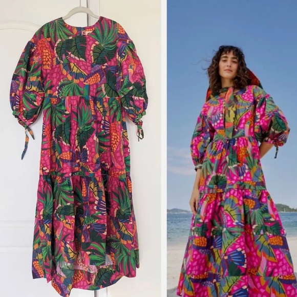 FARM Rio | Dresses | Nwt Farm Rio Painted Toucans Midi Dress | Poshmark